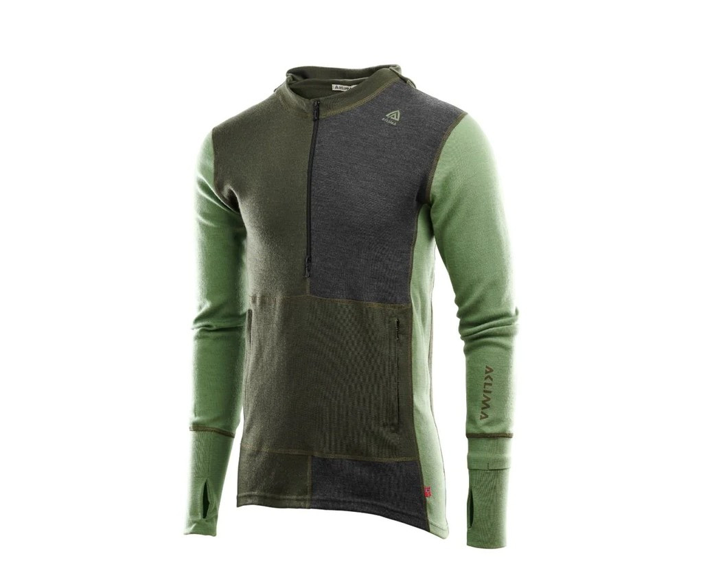 Base layer en laine de mérinos Aclima WarmWool Hood Sweater W/Zip