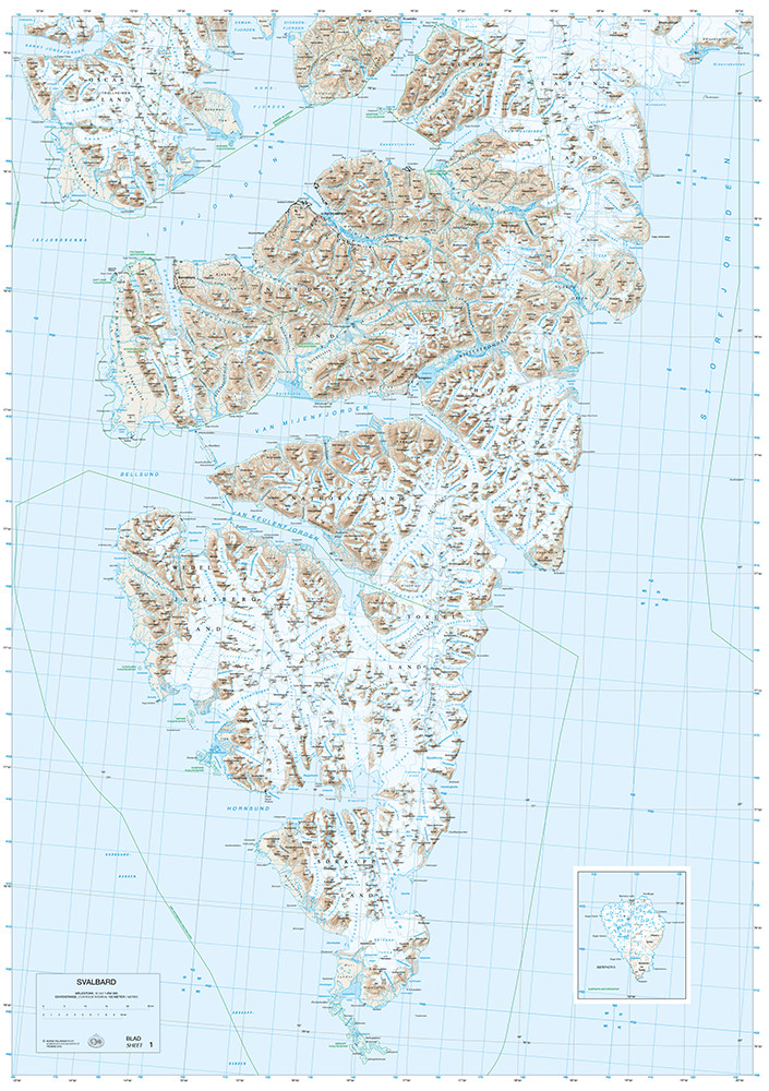 Svalbard sørvest (S250)-Blad 1 : Carte du Spitzberg, partie Sud-Ouest à ...