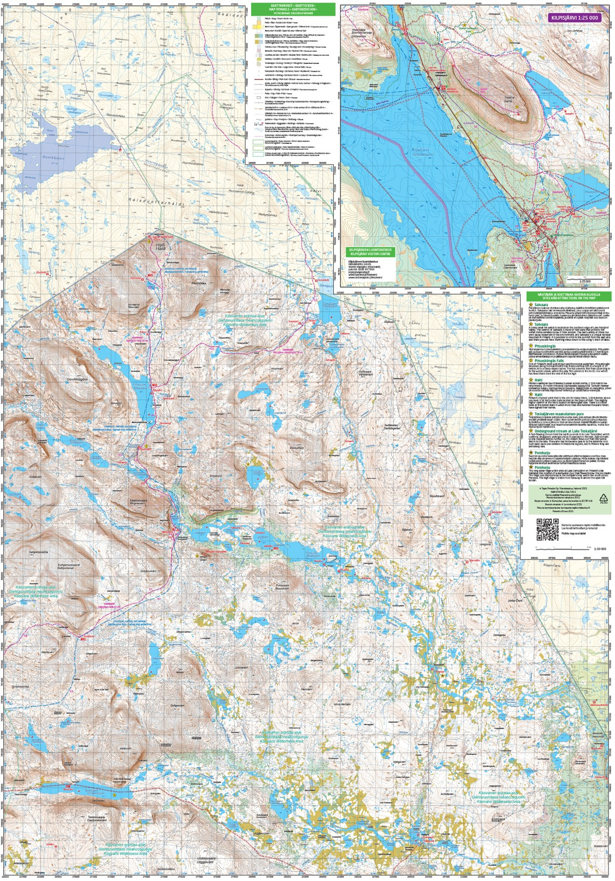 Carte de randonnée et plein air Halti Kilpisjärvi Pältsan 1:50 000 / 1 ...
