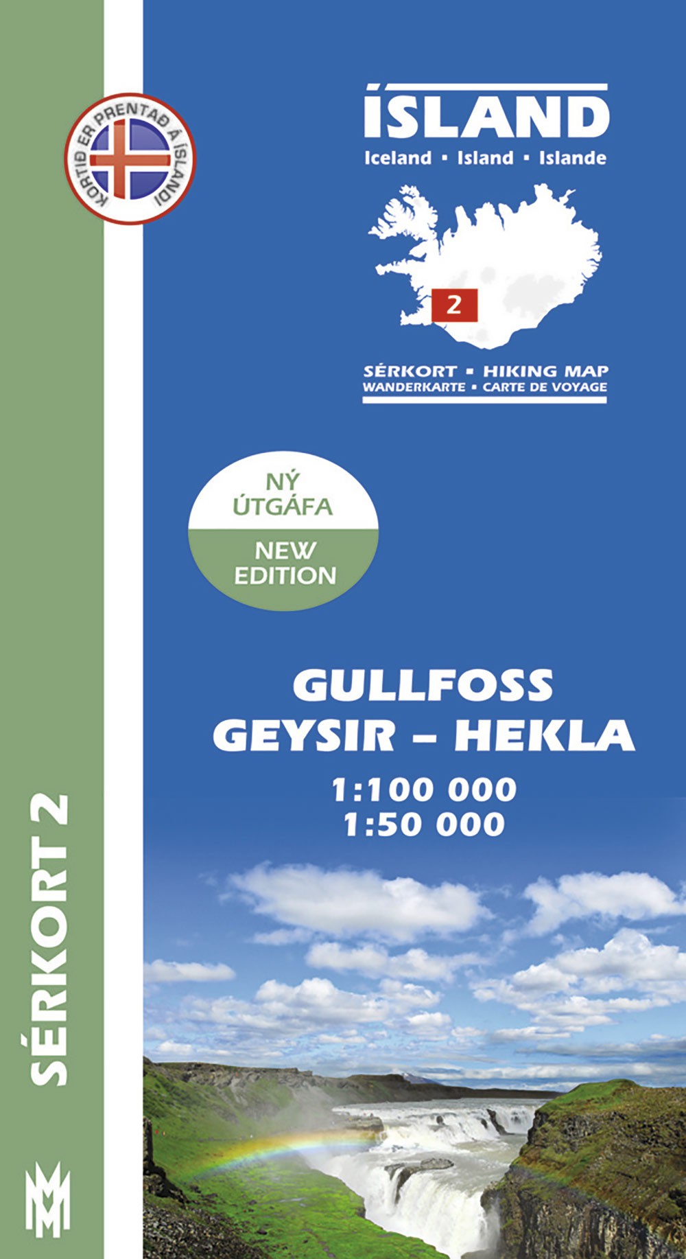 Carte de randonnée Gullfoss, Geysir, Hekla 1:100 000 – Sérkort 2 - Islande