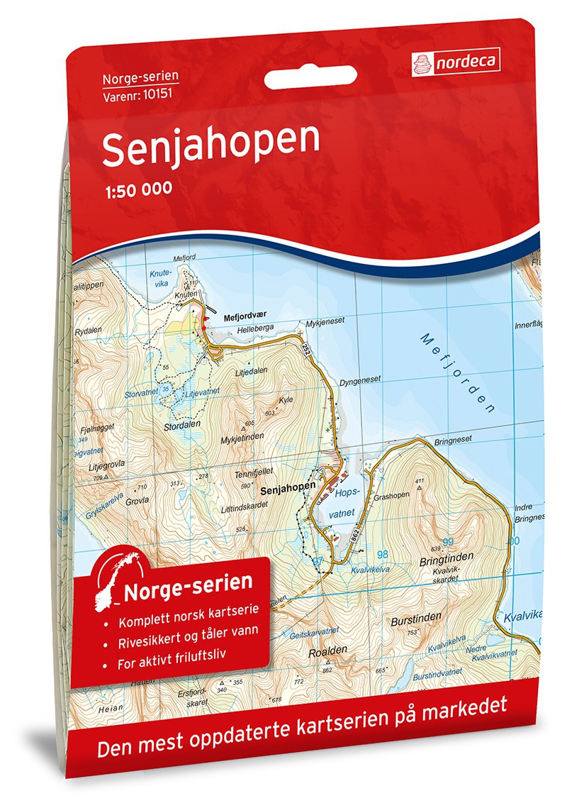 Senjahopen : carte de l'île de Senja Nord en Norvège Echelle au 1:50 ...