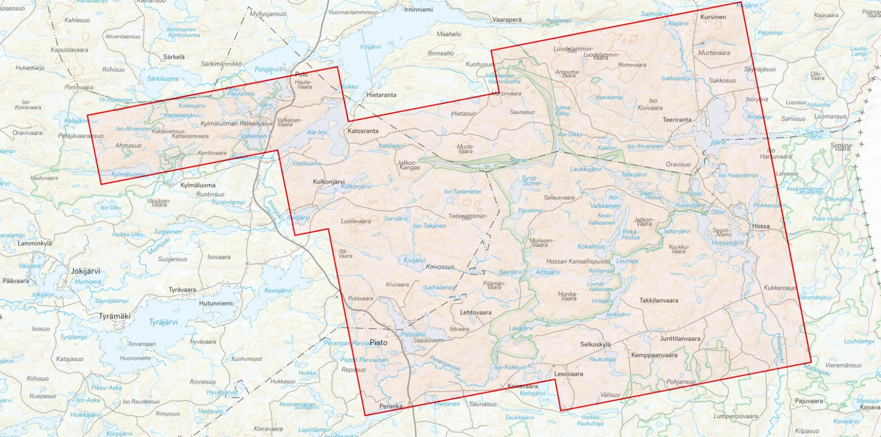 Carte de randonnée Parc national Hossa Kylmäluoma - Finlande