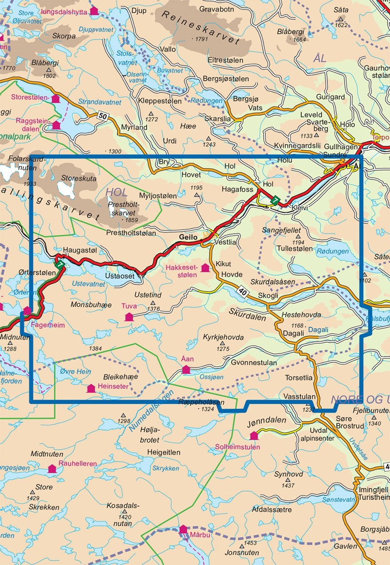 Geilo- 1:50 000 : carte de randonnée Turkart n°2515
