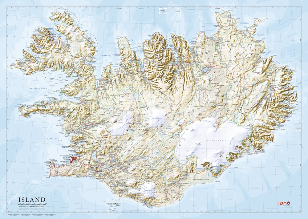 Carte routière et touristique d'Islande au 1:500 000 - Ísland - Iceland ...