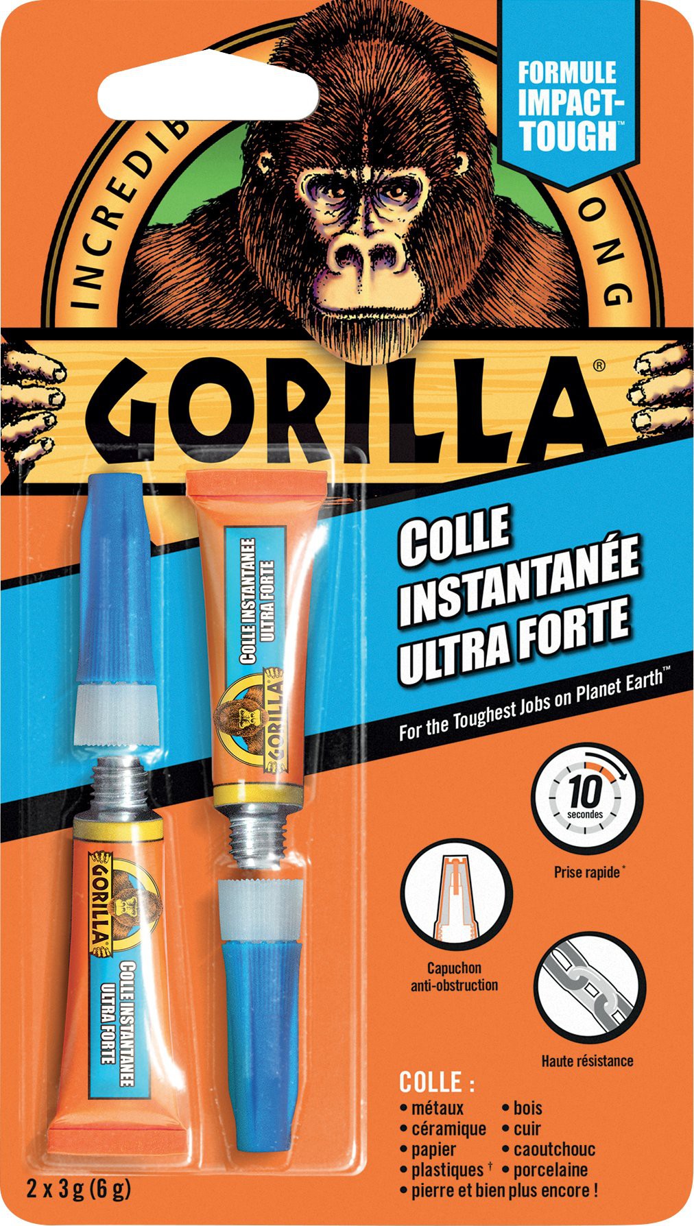Gorilla Super Glue 2x3 g- Colle instantanée ultra forte
