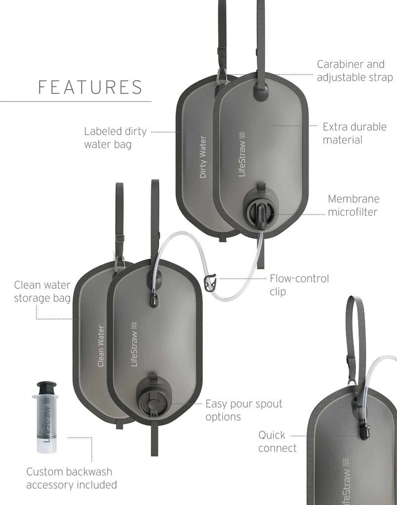 Filtre à eau Lifestraw Peak Series Gravity Filter System With Safe ...