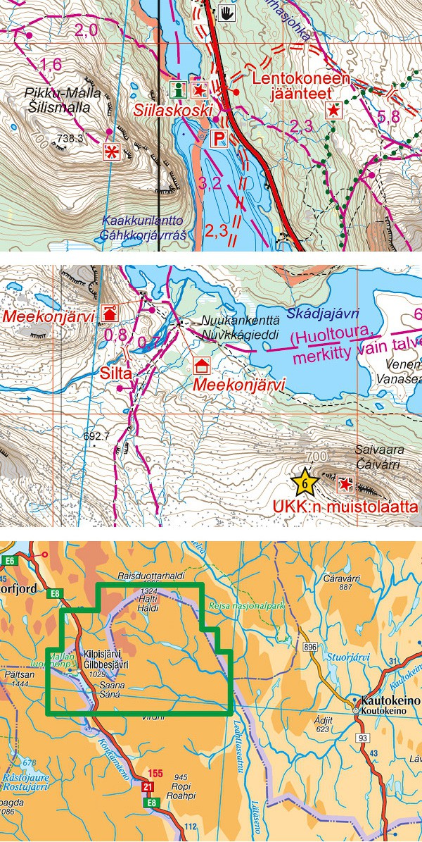 Carte de randonnée Halti et de Kilpisjärvi en Finlande - Halti ...