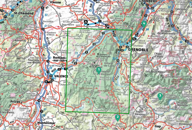 Carte IGN Top 75 Massif du Vercors - Carte de Randonnée 1:75 000