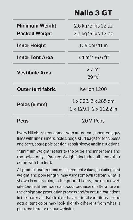 Hilleberg Nallo 3 GT - Tente tunnel 3 personnes - 4 saisons
