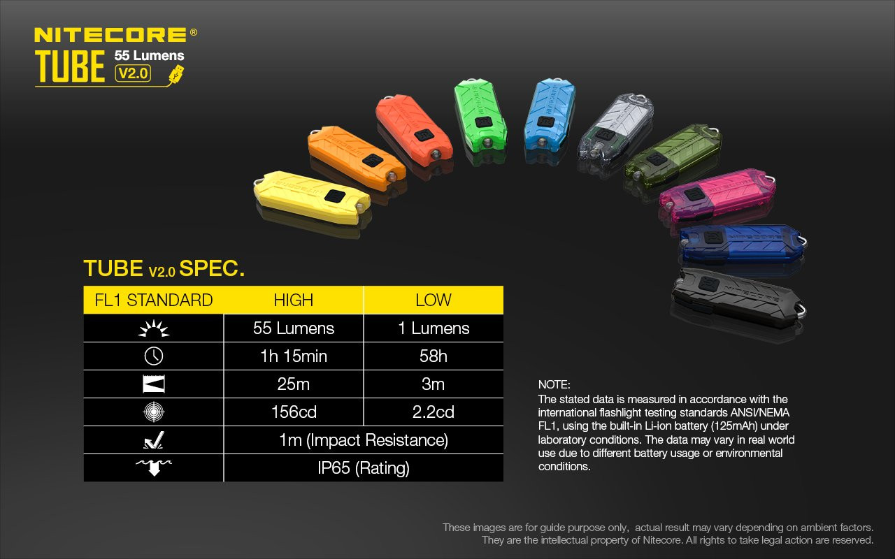 Lampe de poche porte-clés Nitecore Tube V2.0 - Rechargeable par USB