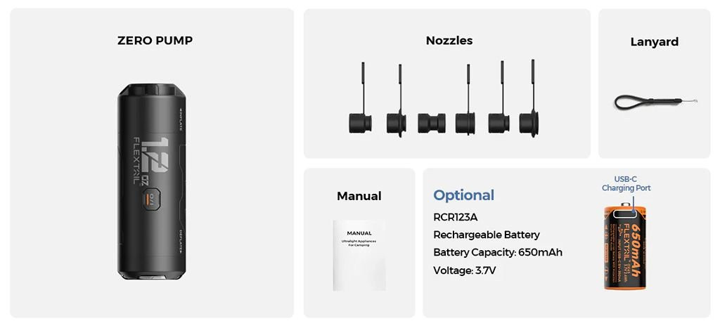 Mini pompe ultralégère Flextail Zero Pump pour le bivouac et la randonnée